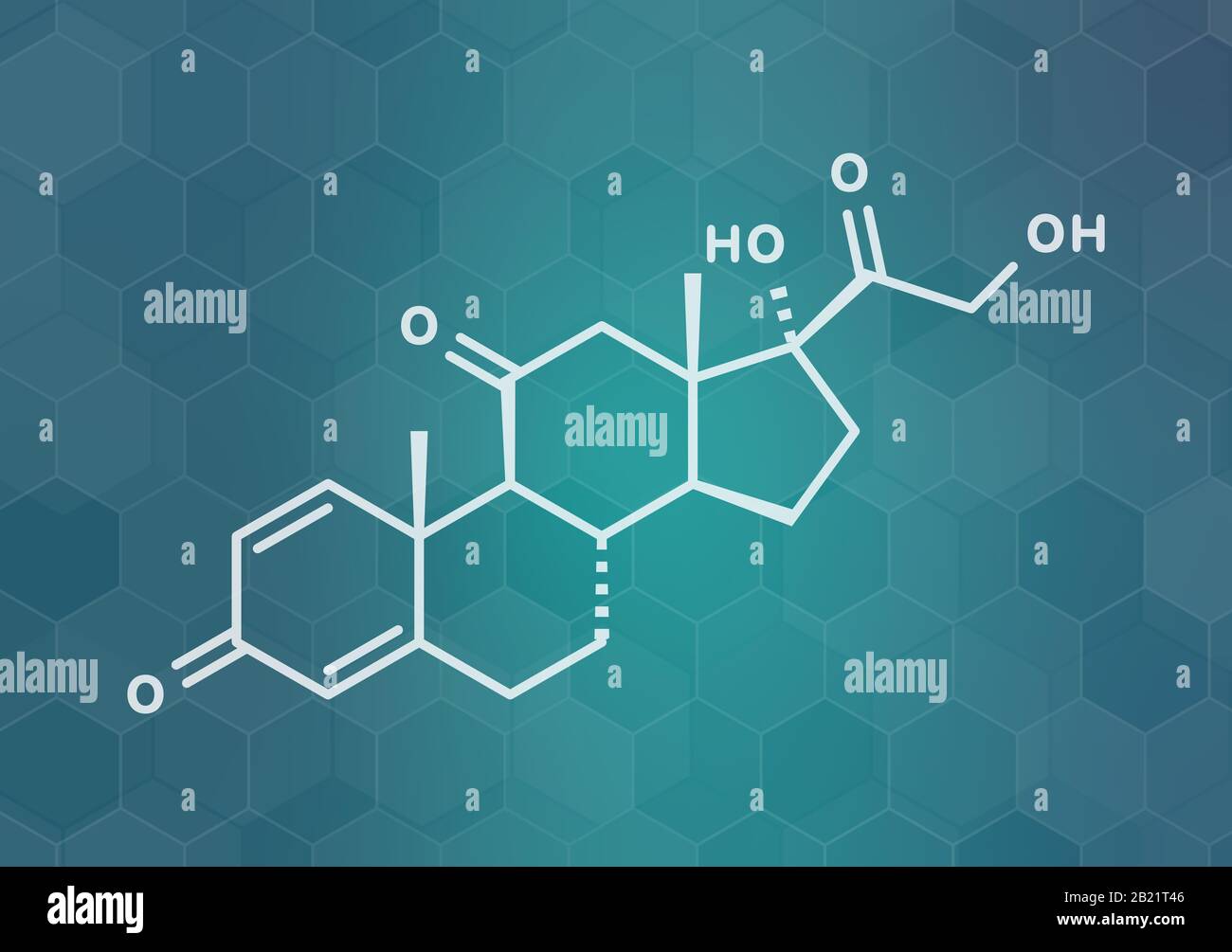 Prednisone corticosteroid drug molecule, illustration Stock Photo - Alamy