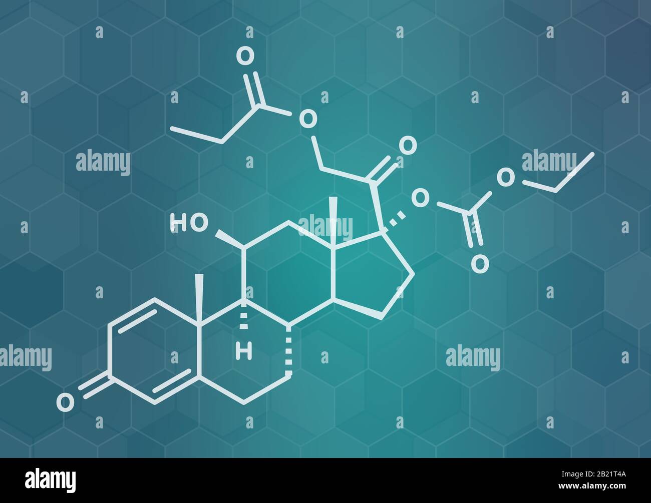 Prednicarbate corticosteroid drug molecule, illustration Stock Photo ...