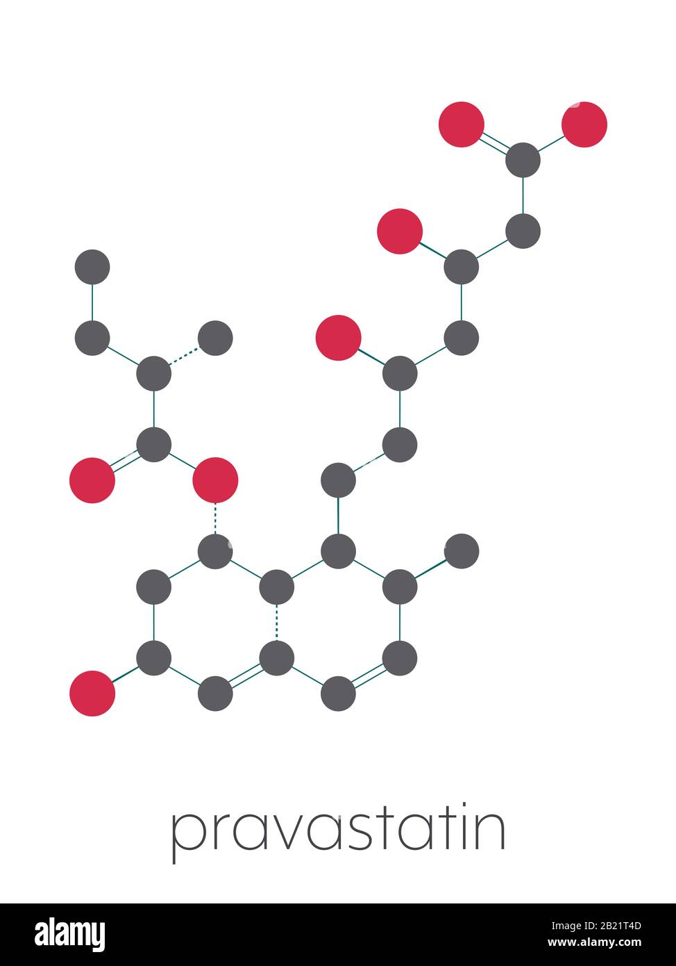 Pravastatin cholesterol lowering drug molecule, illustration Stock ...