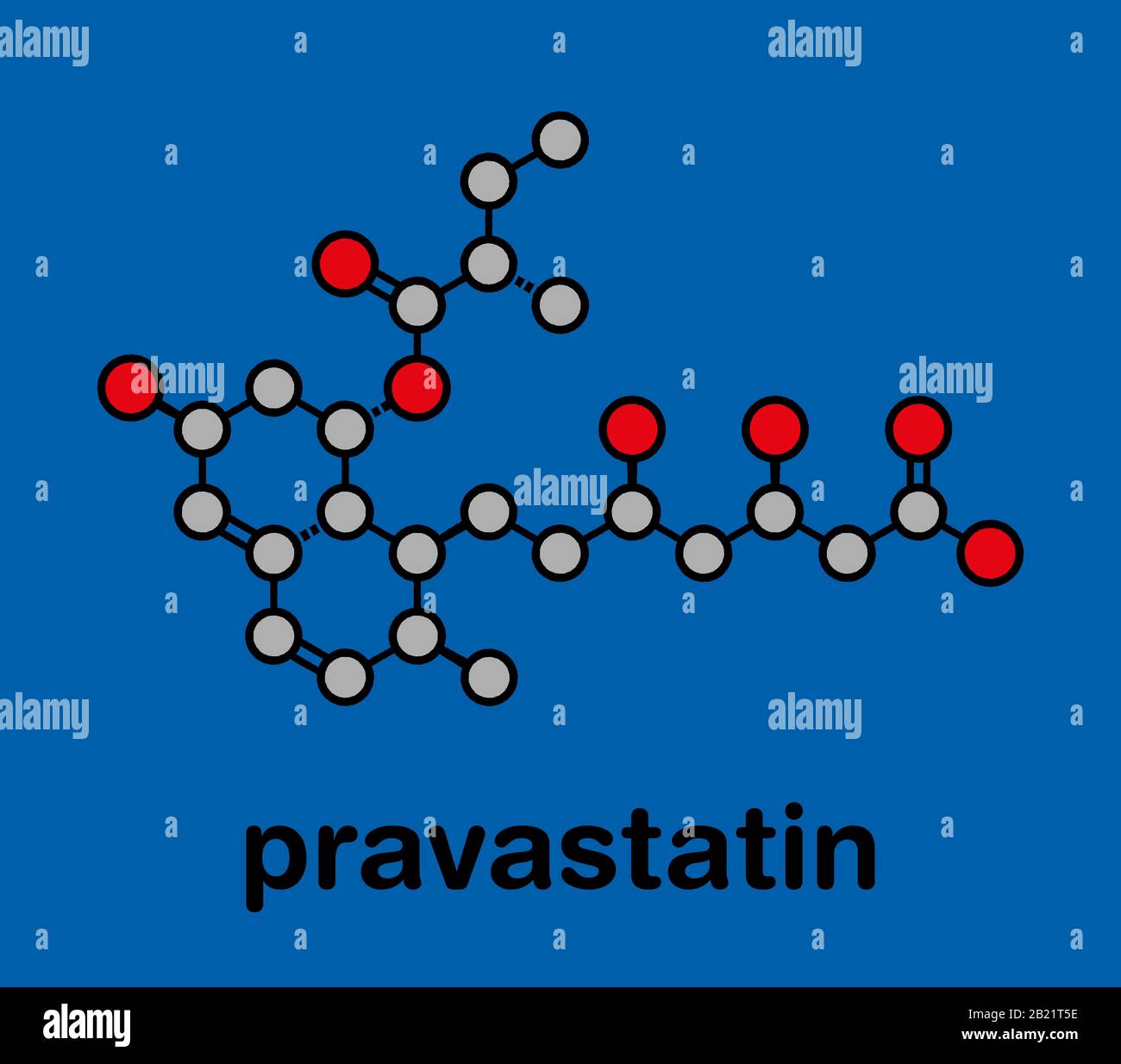 Pravastatin cholesterol lowering drug molecule, illustration Stock ...