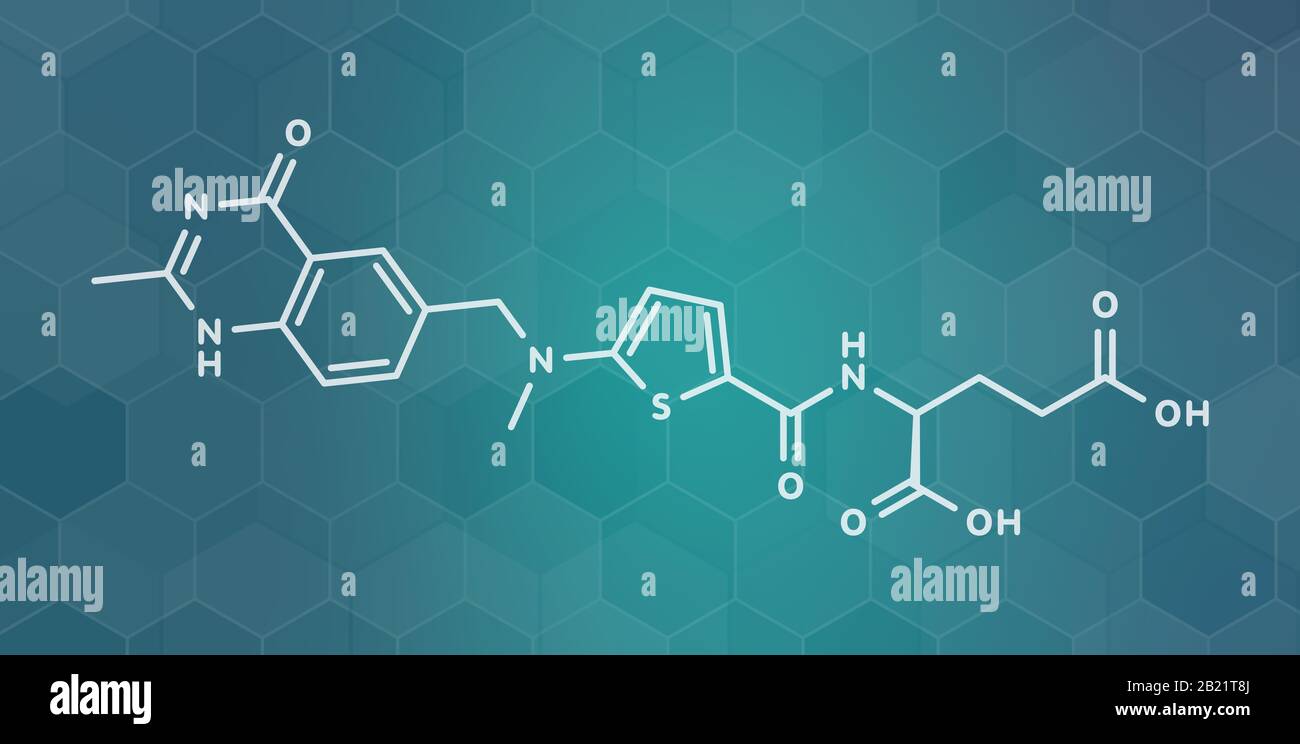 Raltitrexed cancer chemotherapy drug molecule, illustration Stock Photo ...