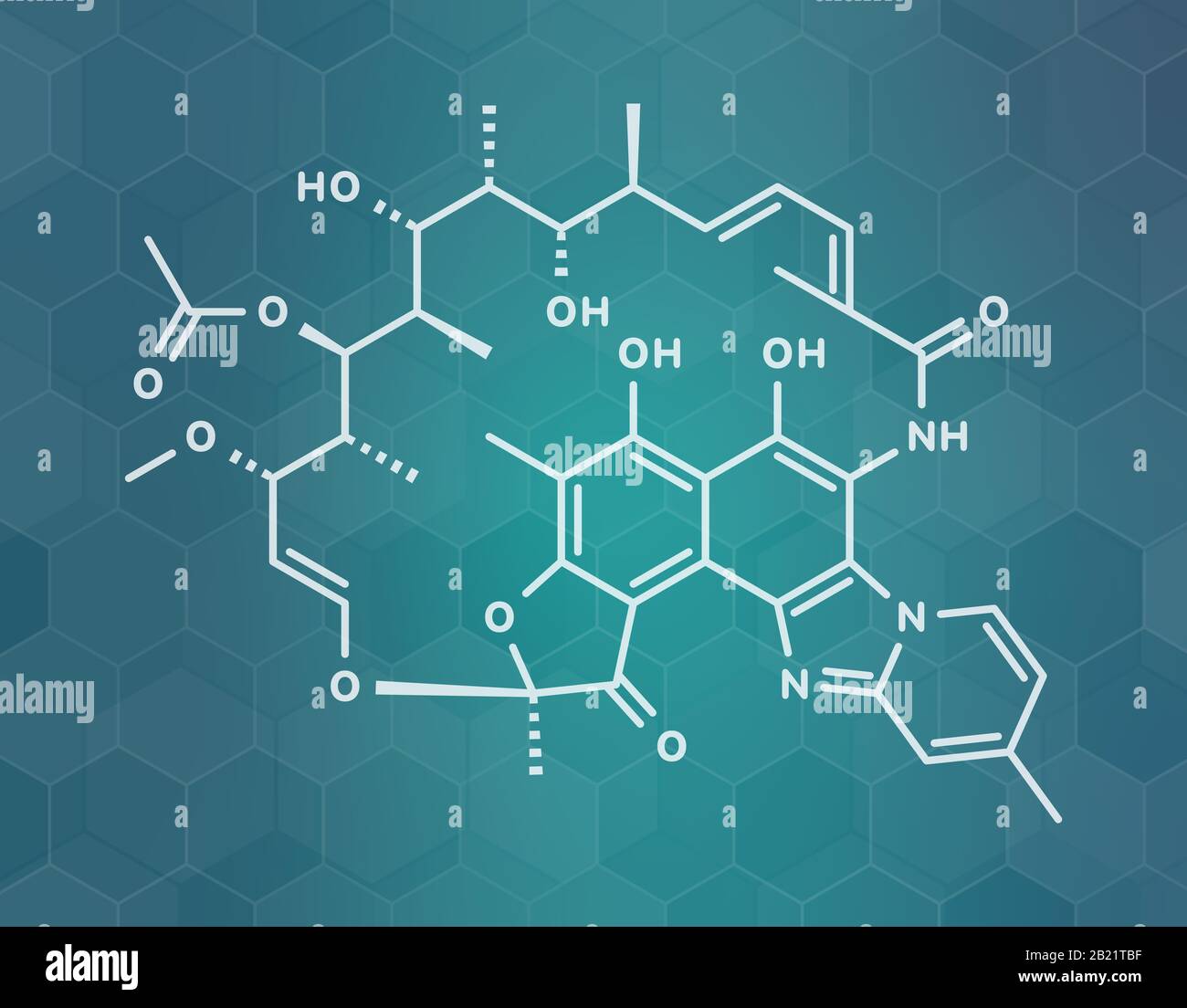 Rifaximin antibiotic drug molecule, illustration Stock Photo - Alamy