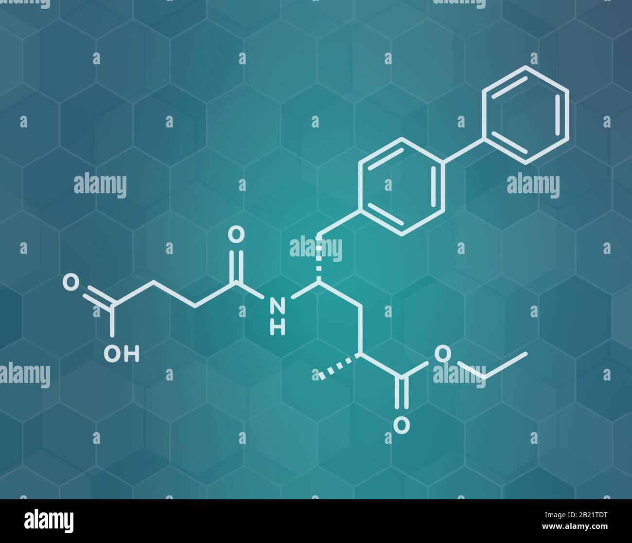 Sacubitril hypertension drug molecule, illustration Stock Photo - Alamy
