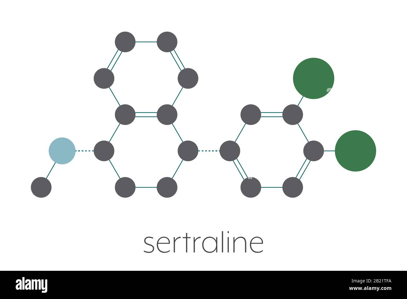Sertraline antidepressant drug molecule, illustration Stock Photo - Alamy