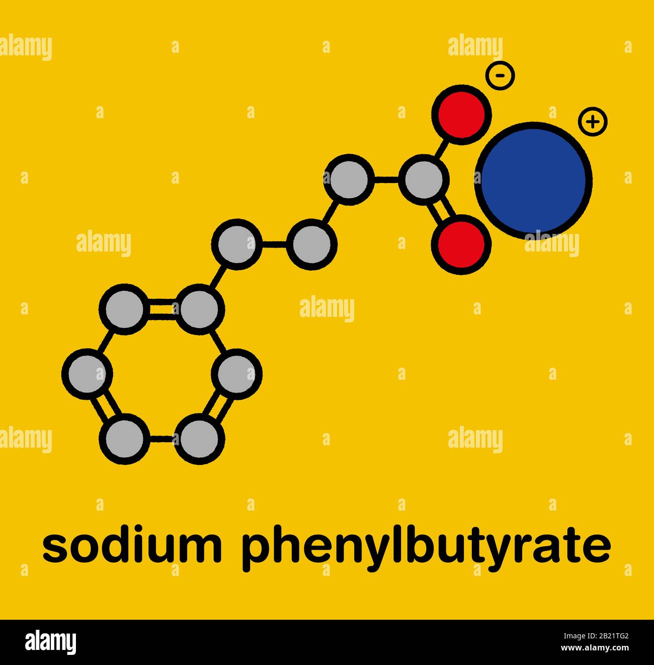 Sodium phenylbutyrate urea cycle disorders drug molecule Stock Photo ...