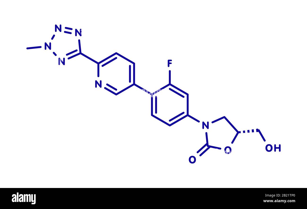 Tedizolid antibacterial drug molecule, illustration Stock Photo - Alamy