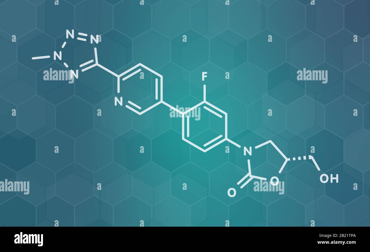 Tedizolid antibacterial drug molecule, illustration Stock Photo - Alamy