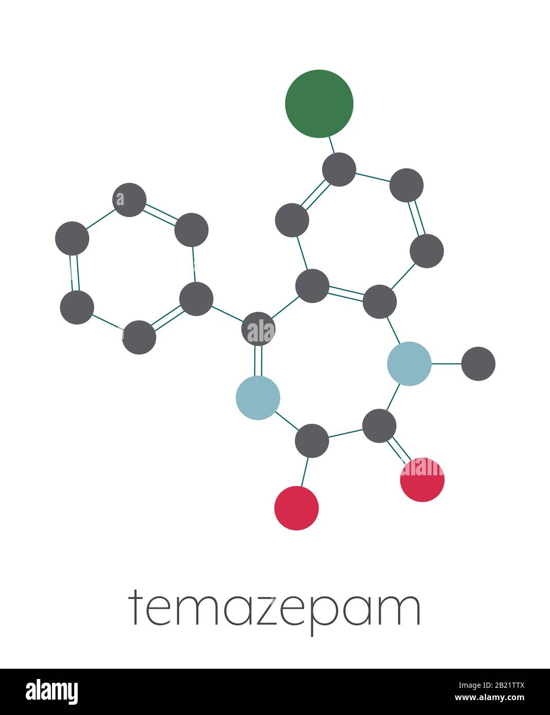Temazepam benzodiazepine drug molecule, illustration Stock Photo - Alamy