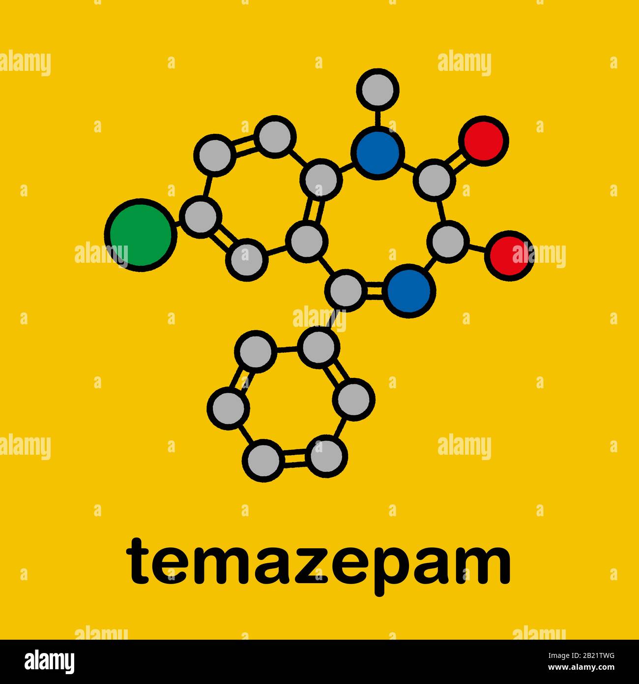 Temazepam benzodiazepine drug molecule, illustration Stock Photo - Alamy