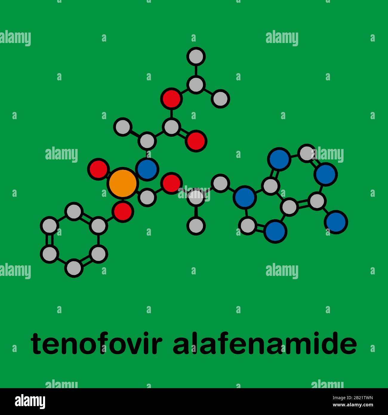 Tenofovir alafenamide antiviral drug molecule, illustration Stock Photo ...