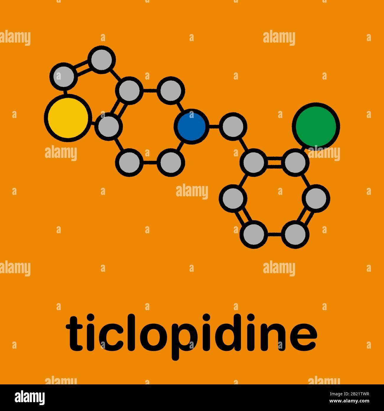 Ticlopidine antiplatelet drug molecule, illustration Stock Photo - Alamy