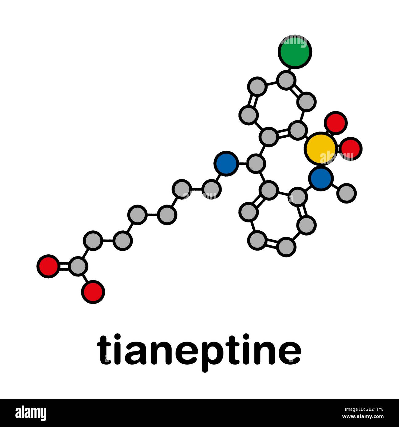 Tianeptine antidepressant drug molecule, illustration Stock Photo - Alamy