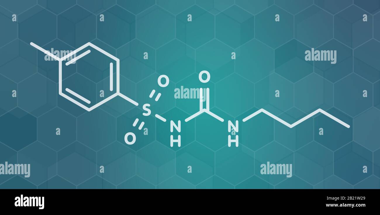 Tolbutamide diabetes drug molecule, illustration Stock Photo - Alamy