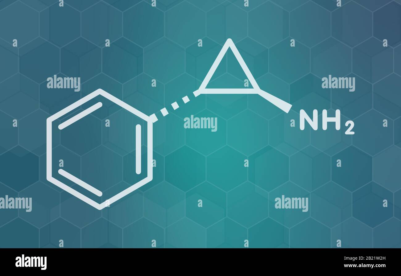 Tranylcypromine antidepressant drug molecule, illustration Stock Photo ...