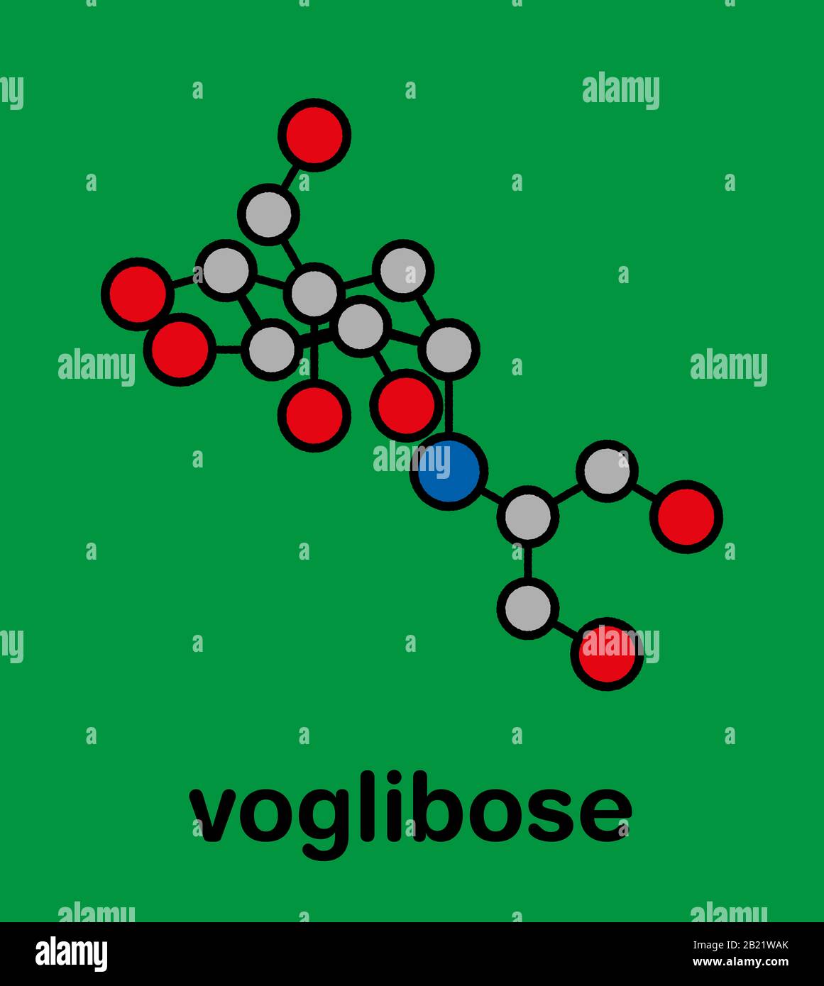 Voglibose diabetes drug molecule, illustration Stock Photo - Alamy