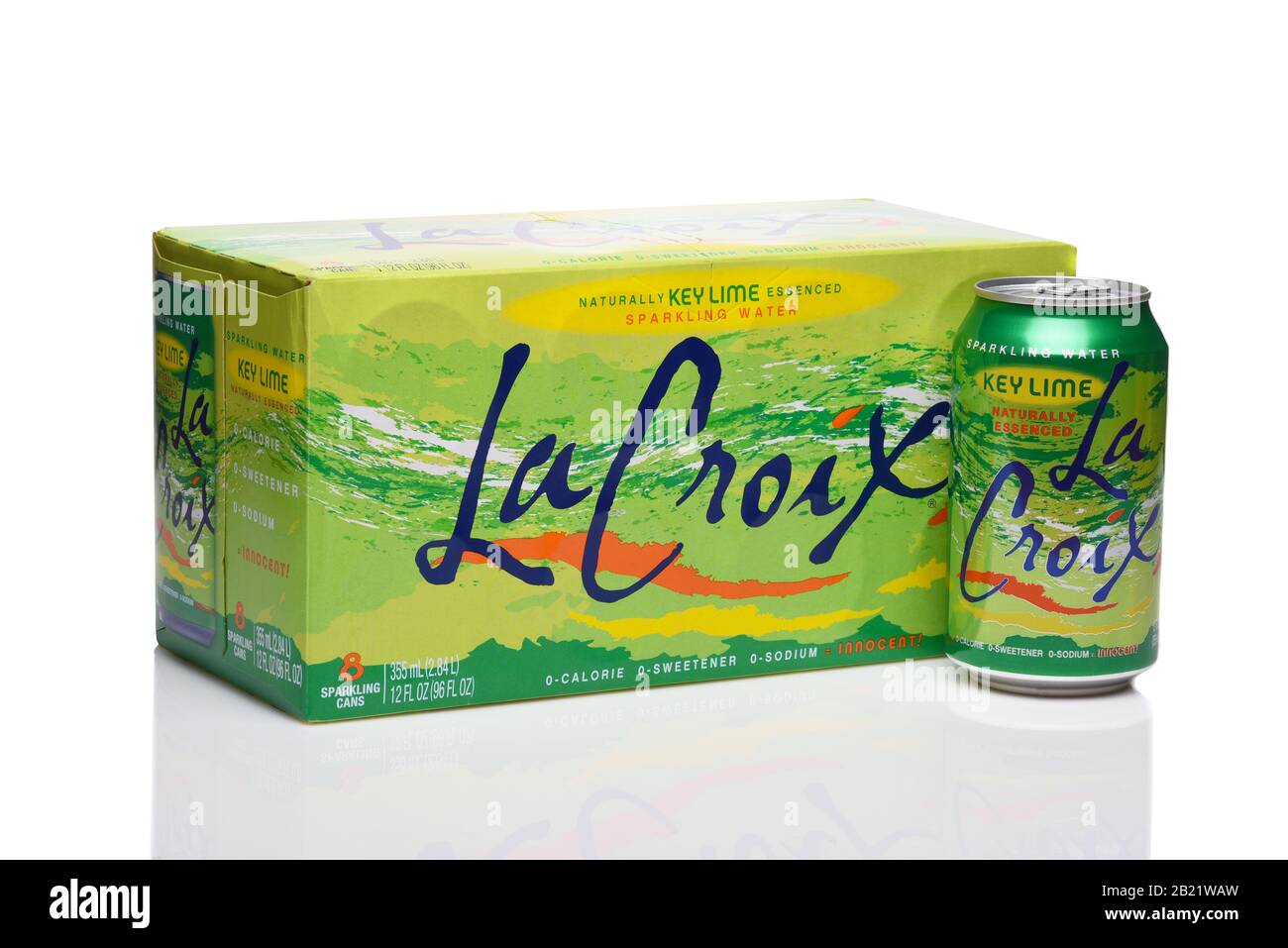 IRVINE, CALIFORNIA - 20 DEC 2019: An 8 pack package of La Croix Key ...