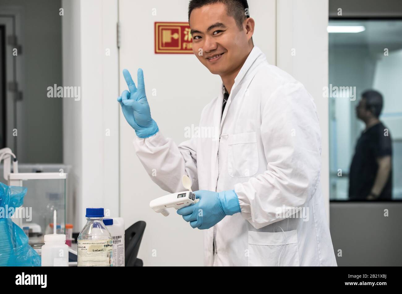 BEIJING, CHINA - JUNE 03, 2019: Modern drug manufacturing laboratory ...