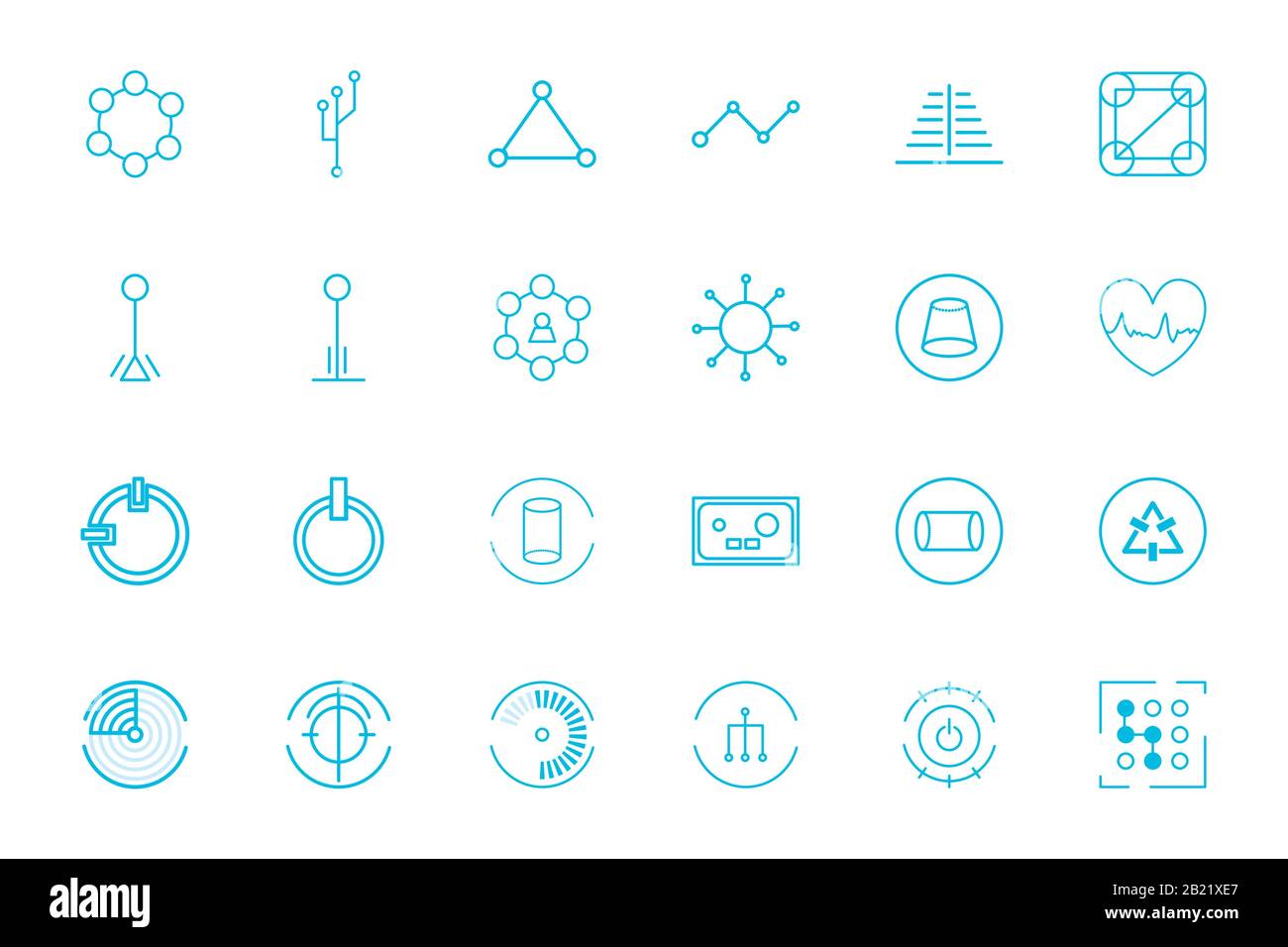 line style icon set design, futuristic virtual technology modern ...