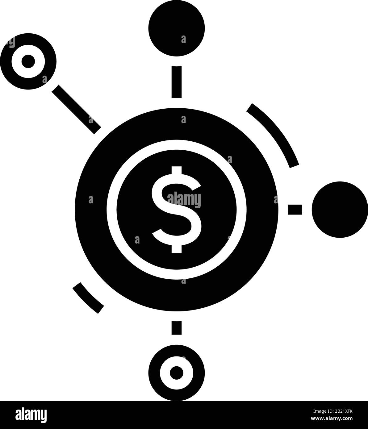 Dividing money black icon, concept illustration, vector flat symbol ...