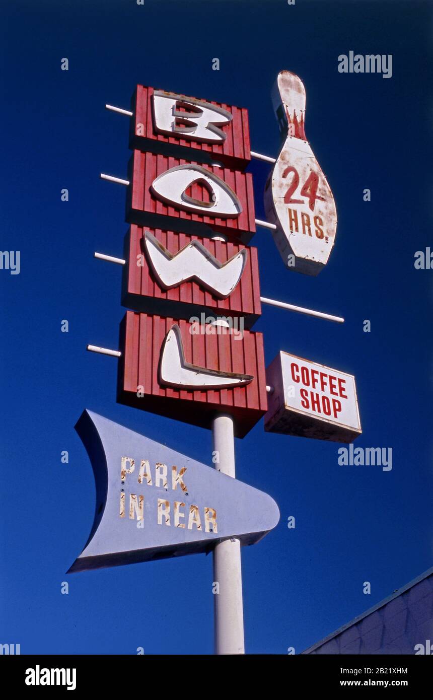 Classic 1960s era bowling sign in West Los Angeles, CA Stock Photo - Alamy