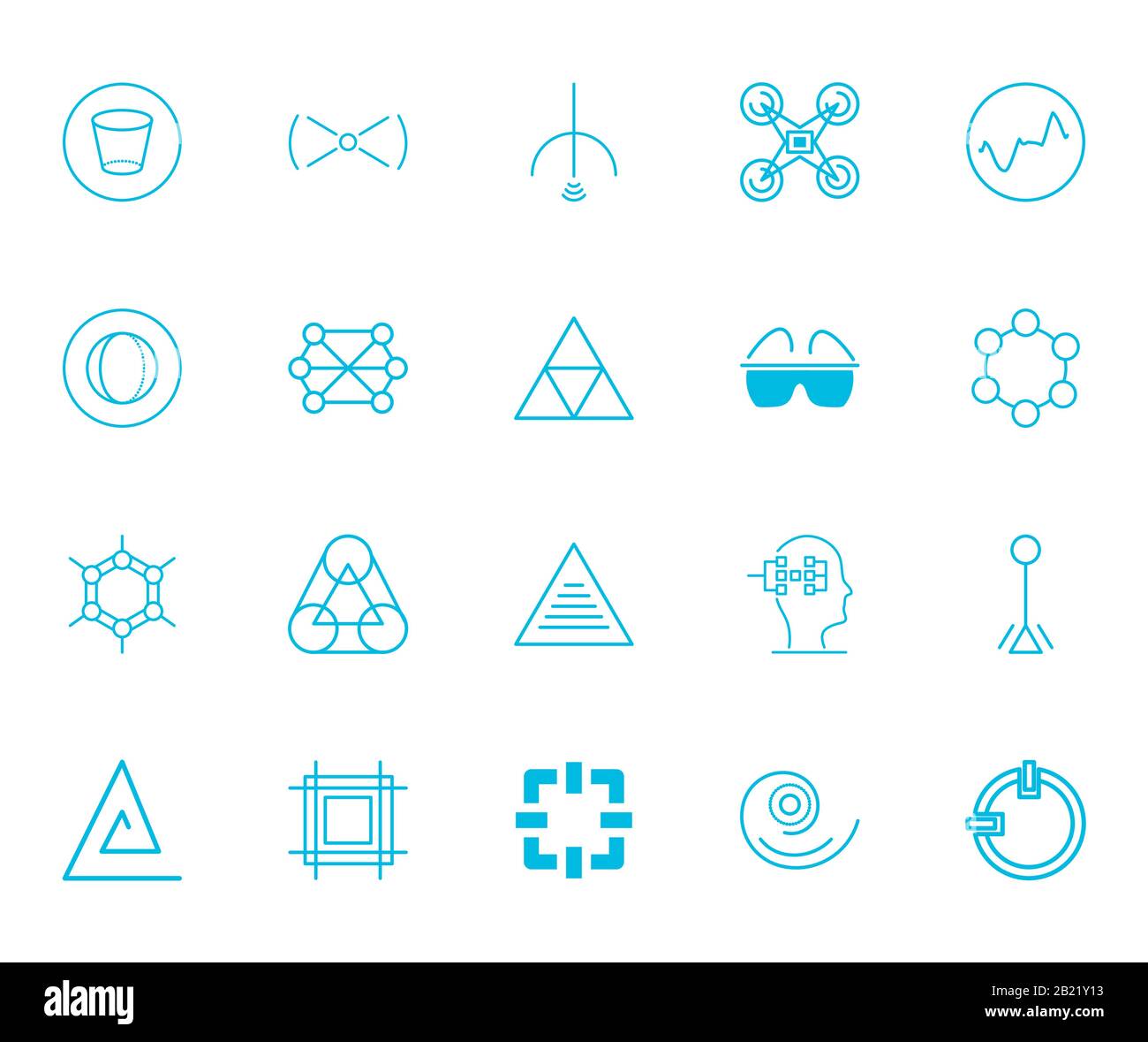 line style icon set design, futuristic virtual technology modern ...