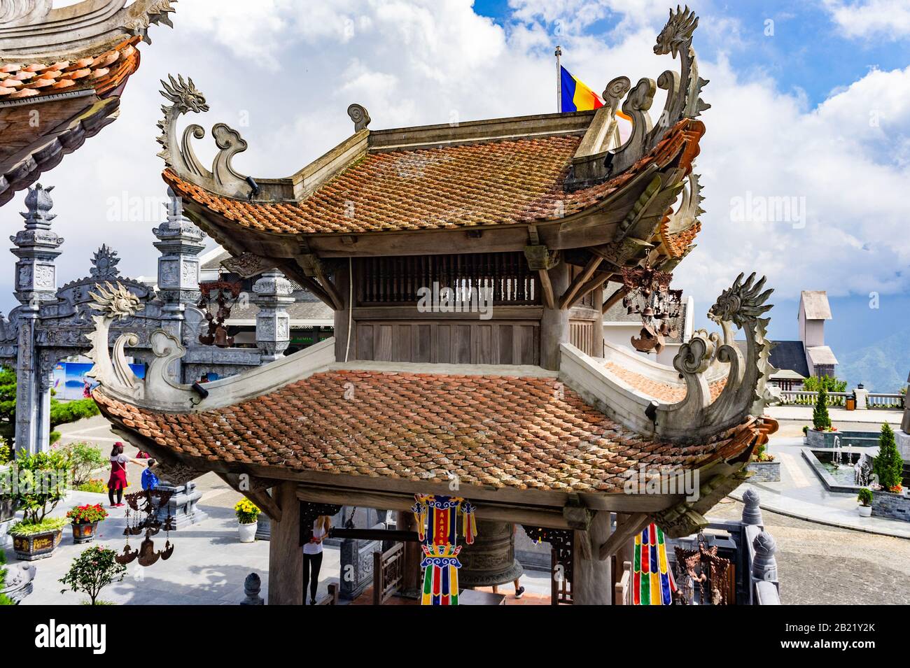 Sapa, Vietnam Oct 10, 2019. The temple at the foot of the Fansipan ...