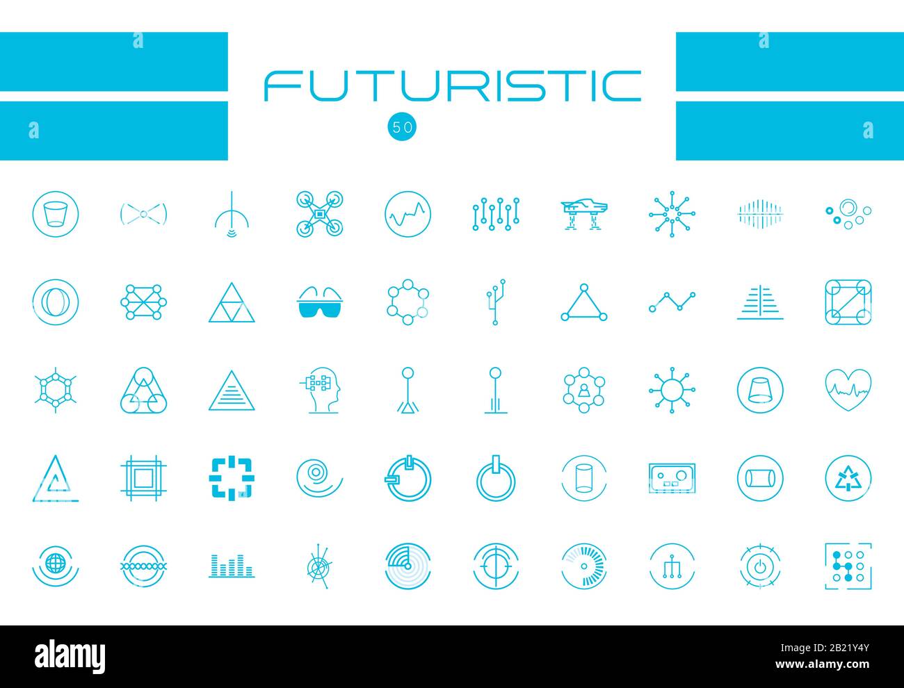 line style icon set design, futuristic virtual technology modern ...
