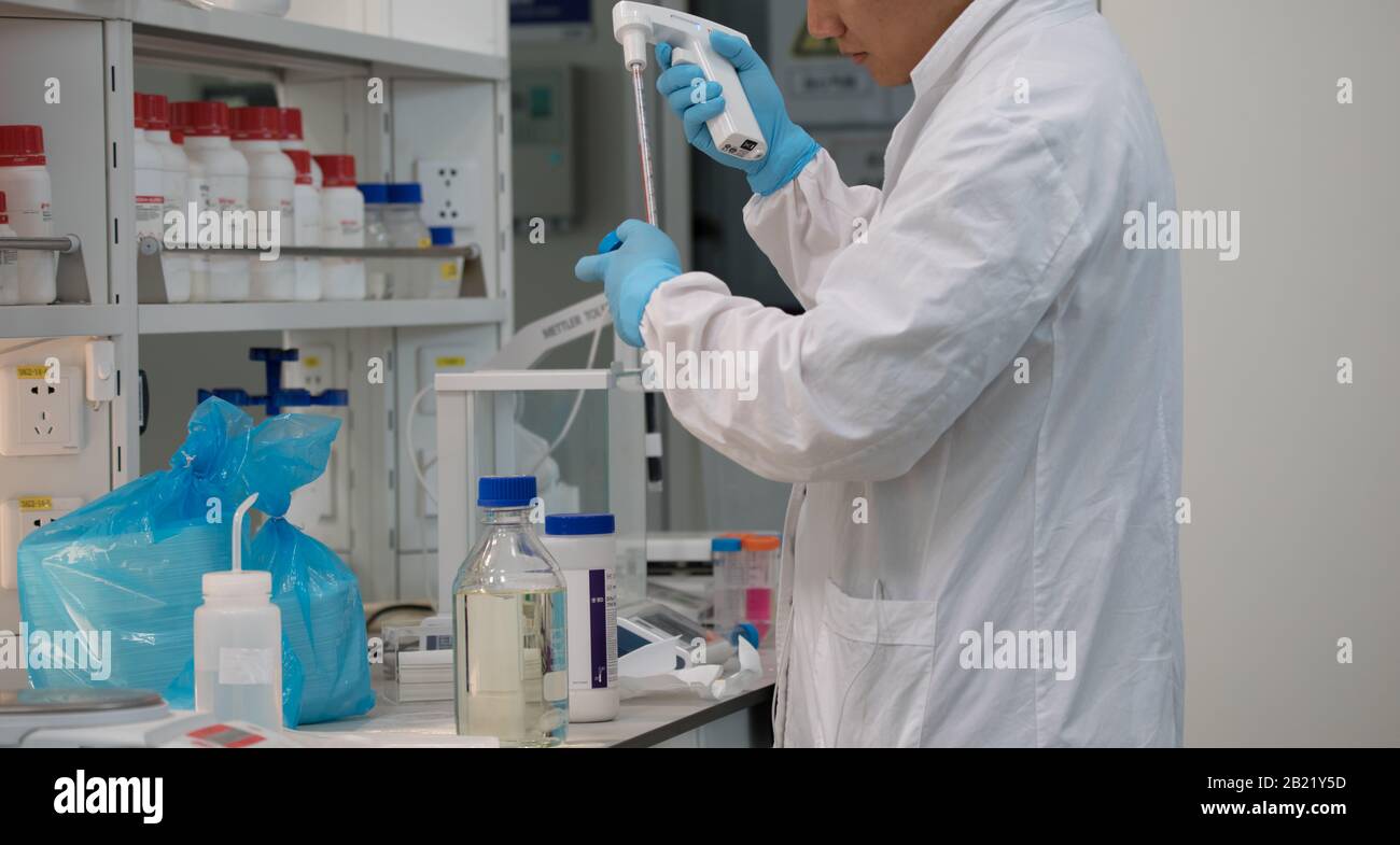 BEIJING, CHINA - JUNE 03, 2019: Modern drug manufacturing laboratory ...