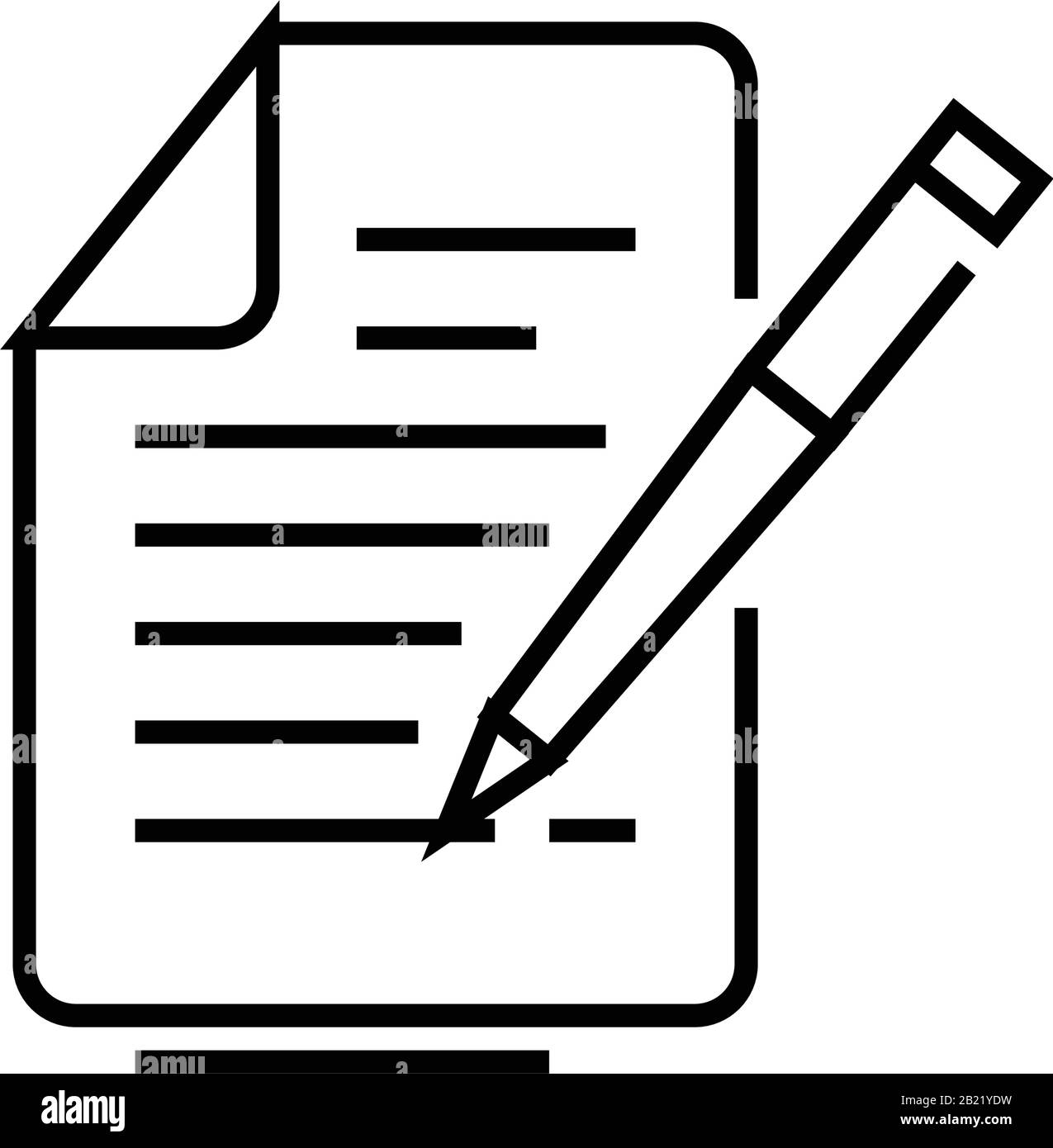 Note by pen line icon, concept sign, outline vector illustration ...