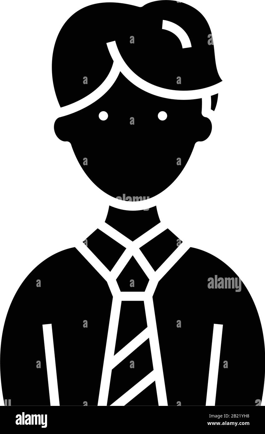 Employee black icon, concept illustration, vector flat symbol, glyph ...