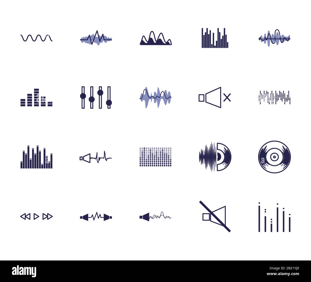 fill style icon set design, waves music sound melody musical song art ...