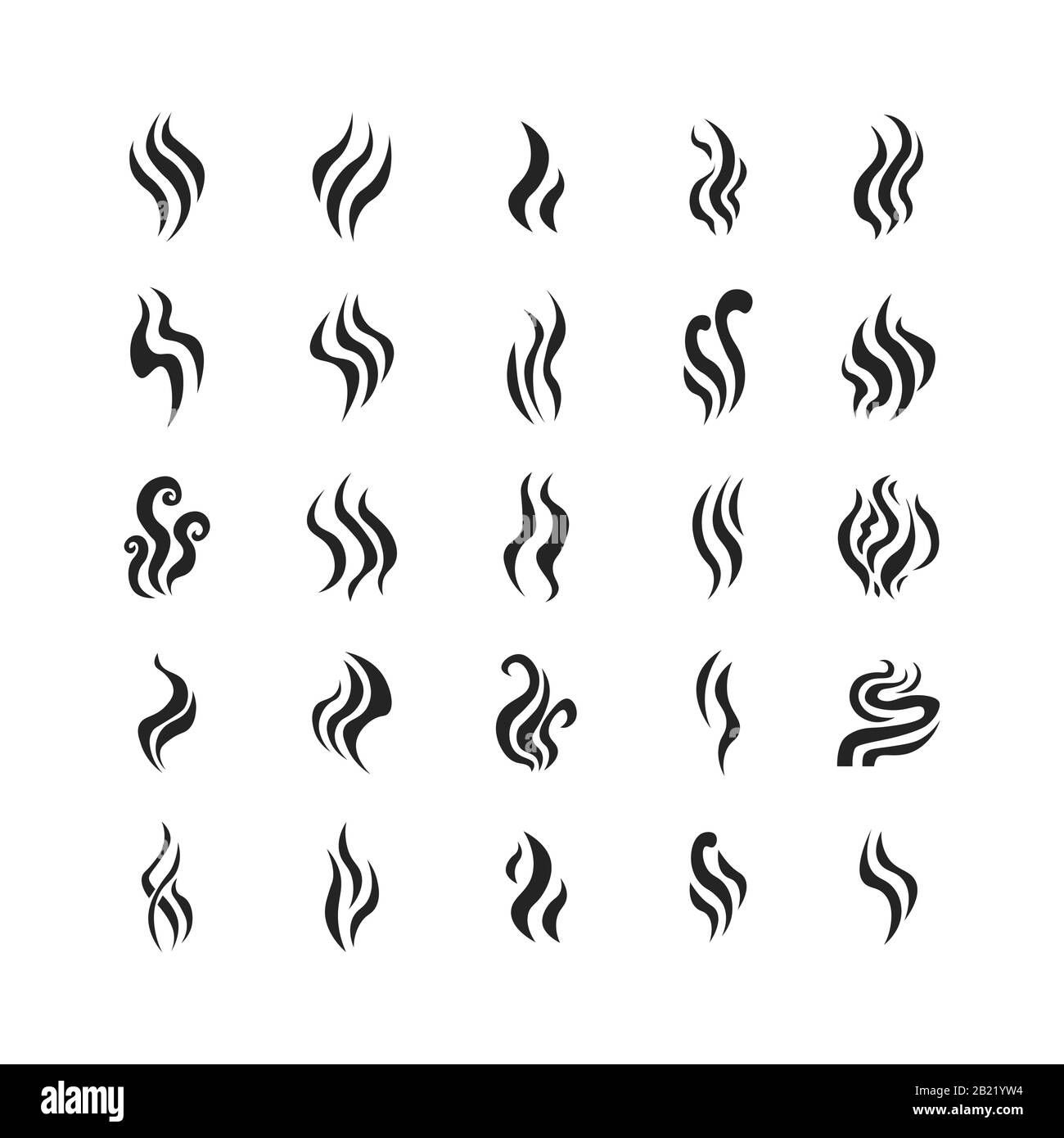 Aromas vaporize icons set. Smells vector, hot aroma, stink or cooking ...