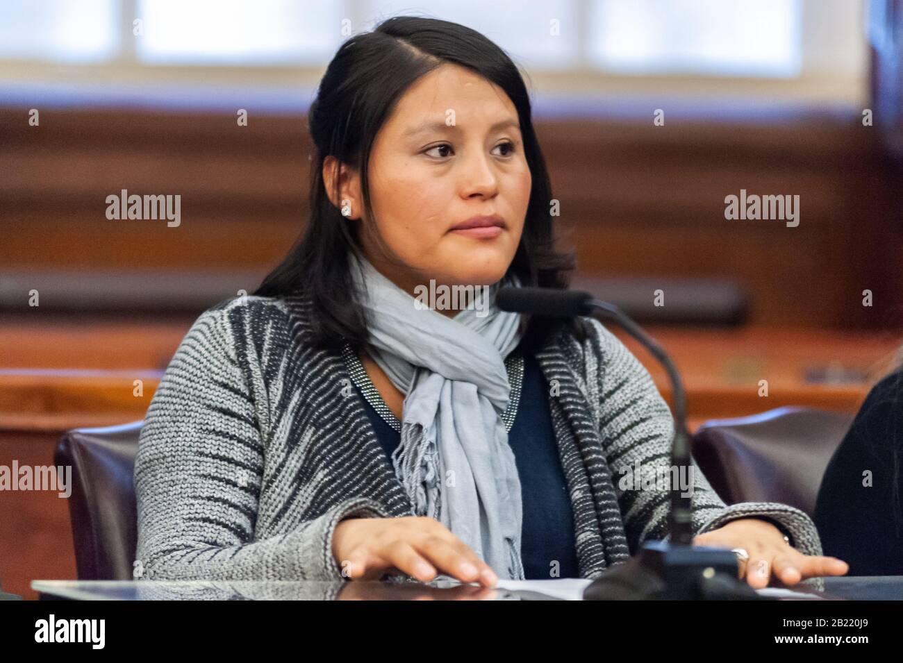 New York, New York, USA. 28th Feb, 2020. Edith Lopez testifies at the ...