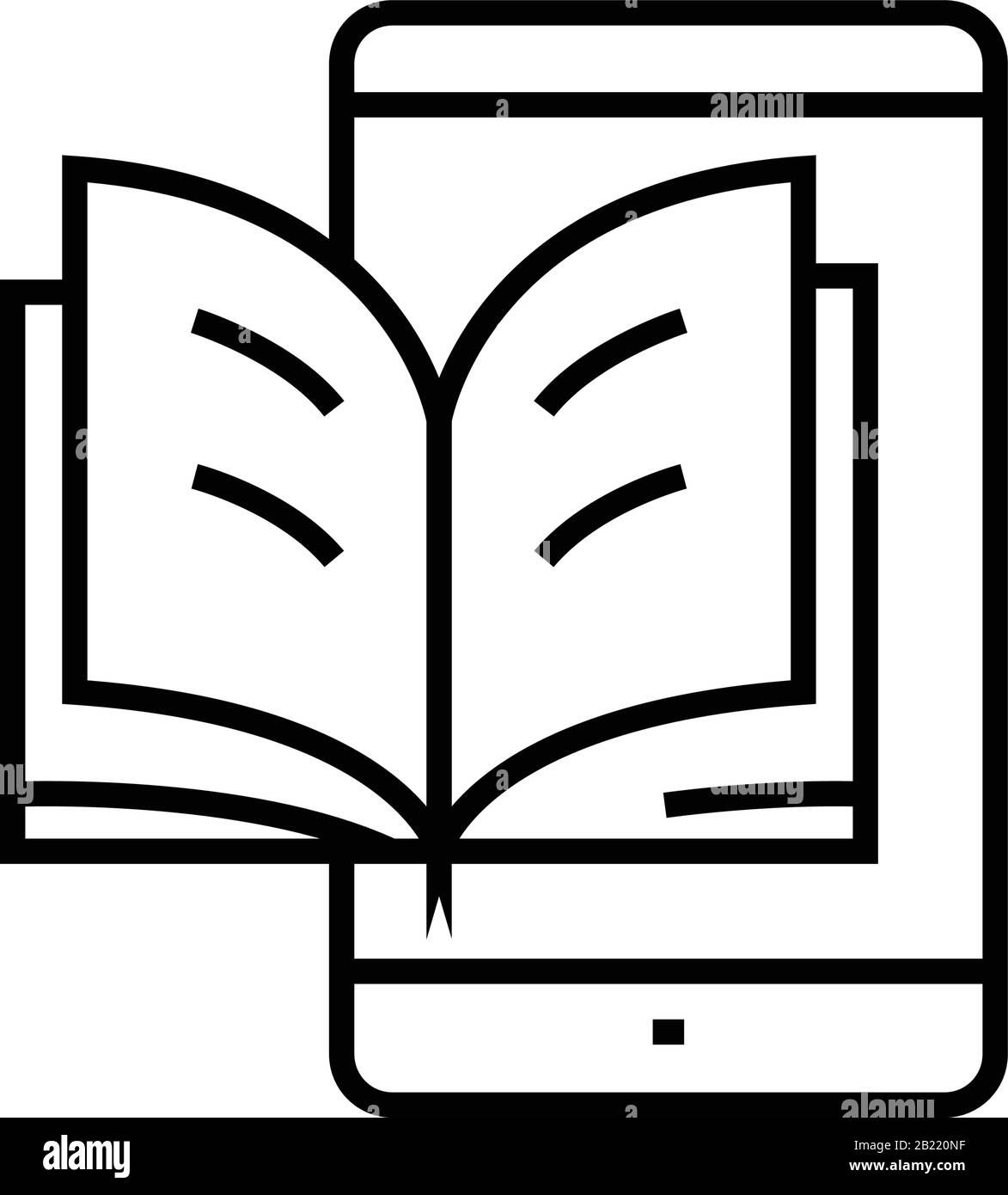 Mobile online reading line icon, concept sign, outline vector ...