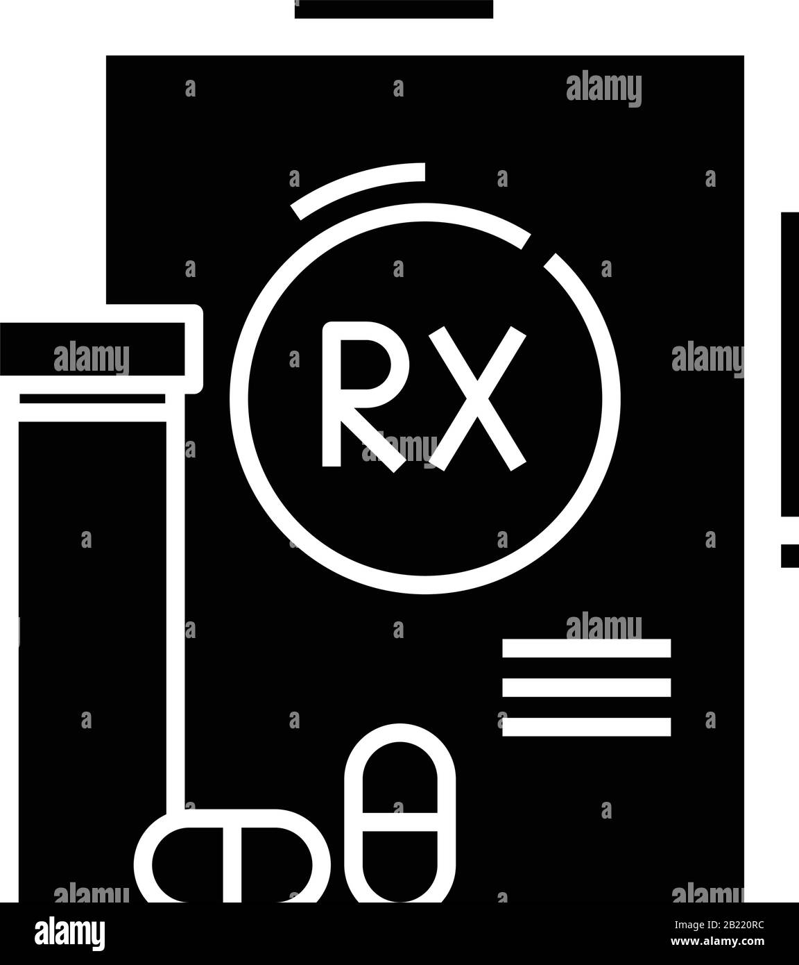 Doctor prescription black icon, concept illustration, vector flat ...