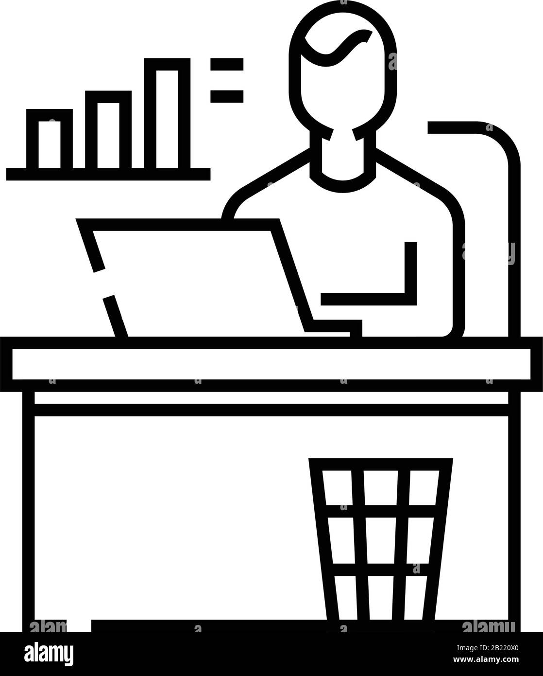 Office worker line icon, concept sign, outline vector illustration ...