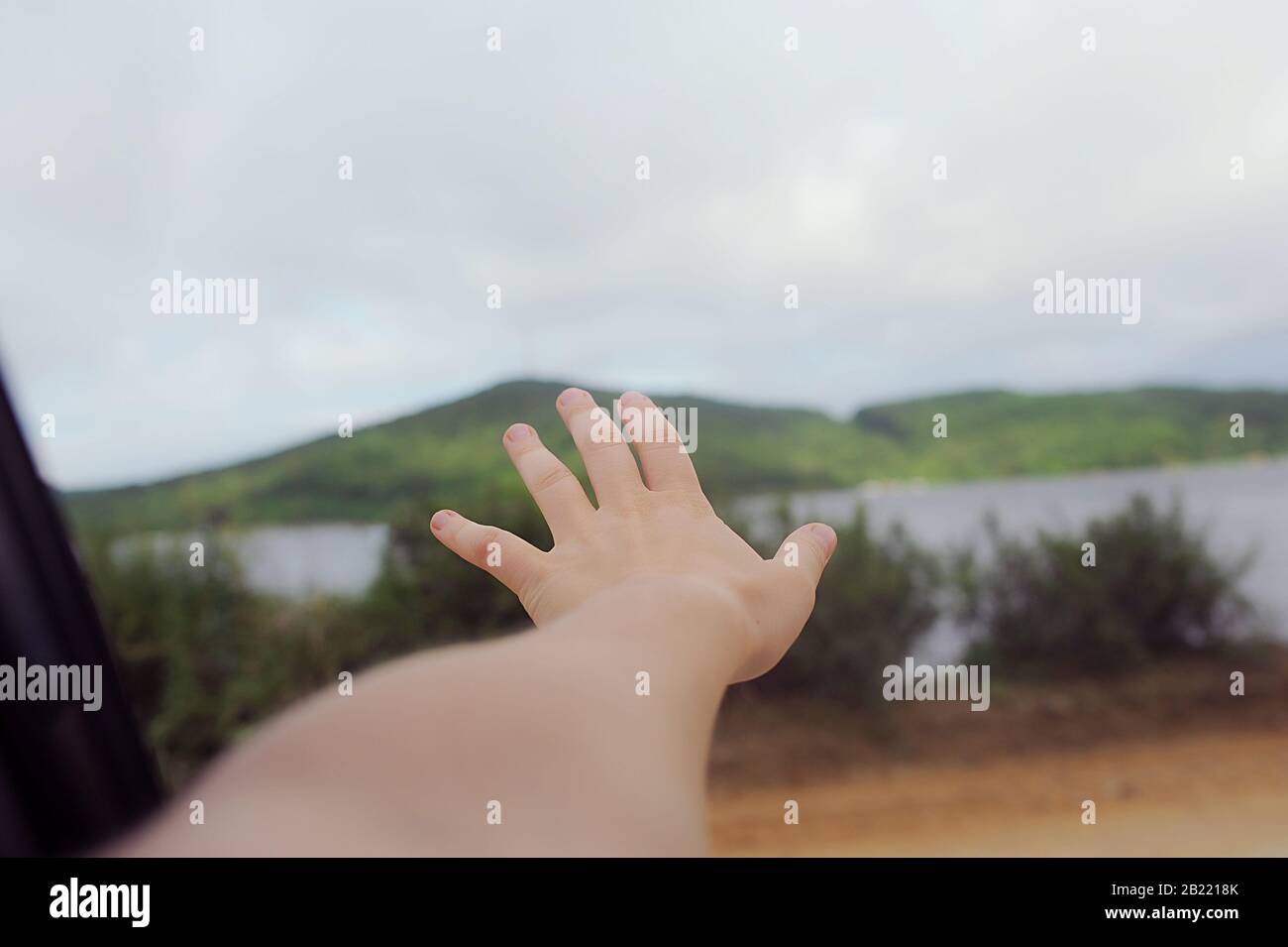 feeling the wind through hands while driving in the country side ...