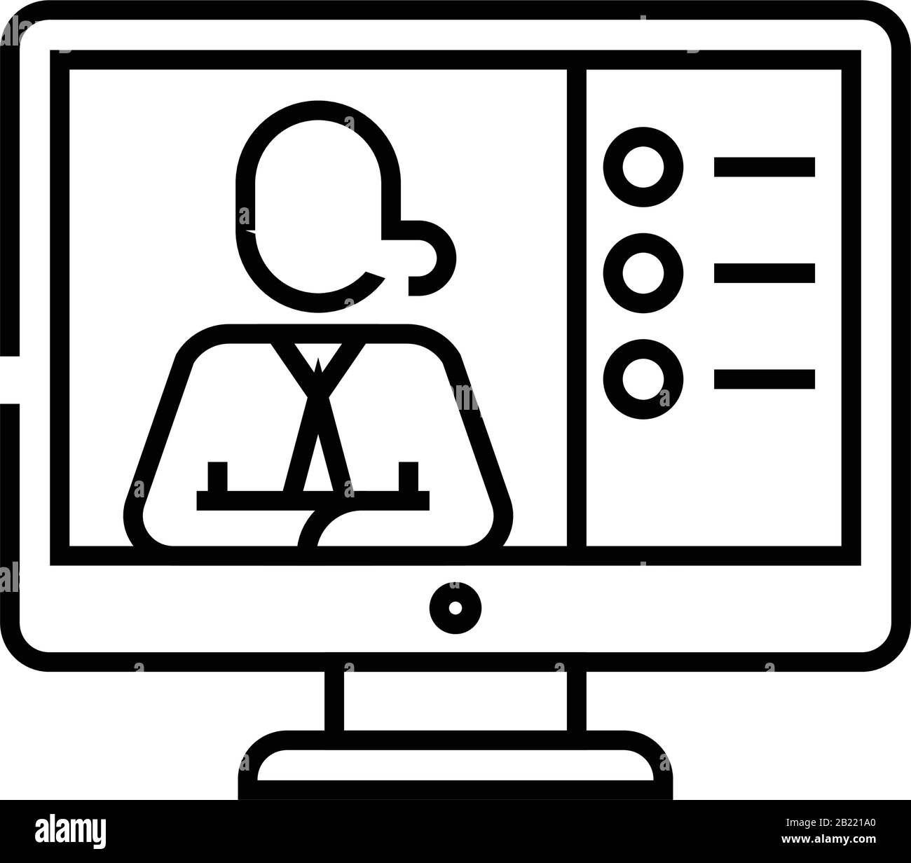 Online coaching line icon, concept sign, outline vector illustration ...