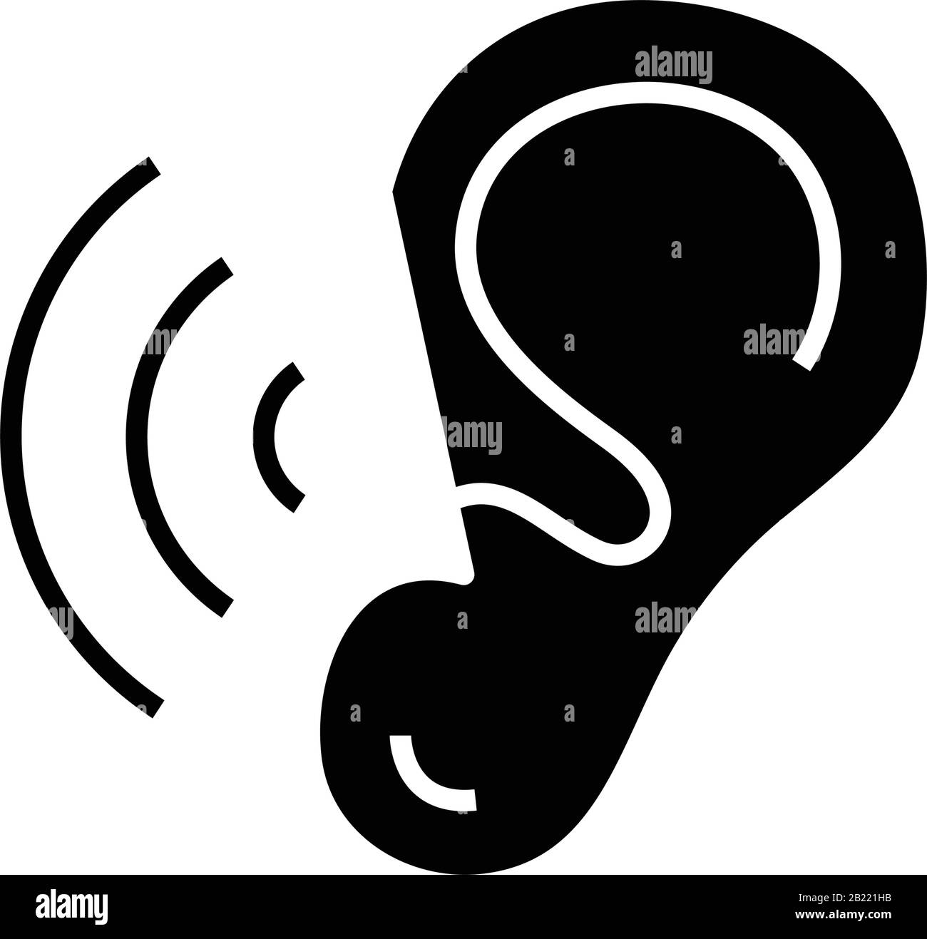Ears checking black icon, concept illustration, vector flat symbol ...