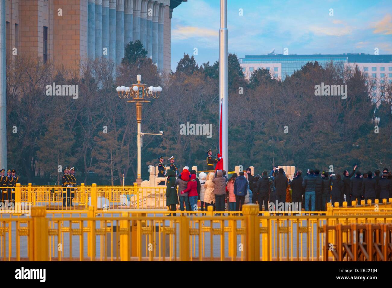 Beijing, China - Jan 17 2020: The Flag Raising Ceremony at Tiananmen ...