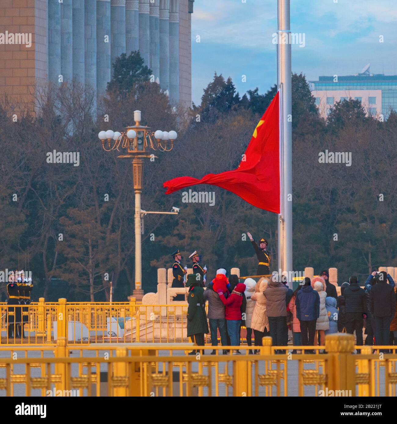 Beijing, China - Jan 17 2020: The Flag Raising Ceremony at Tiananmen ...