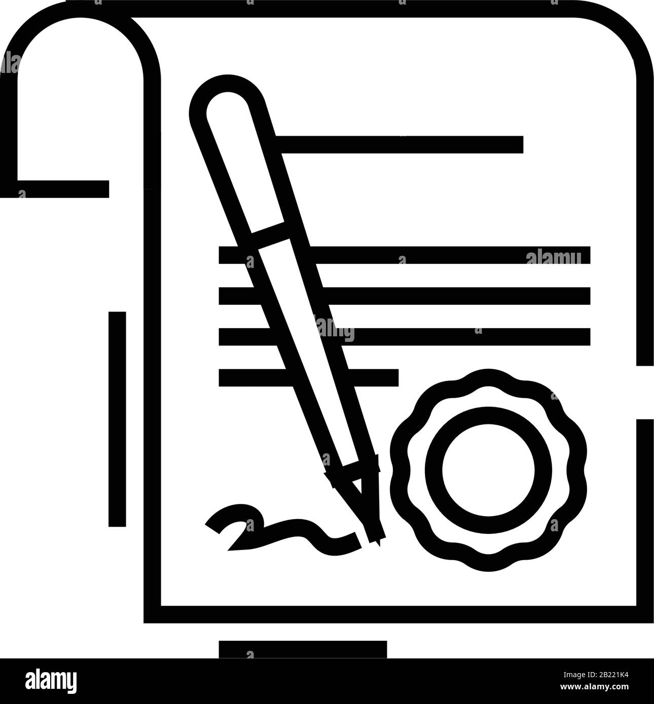 Official document line icon, concept sign, outline vector illustration ...