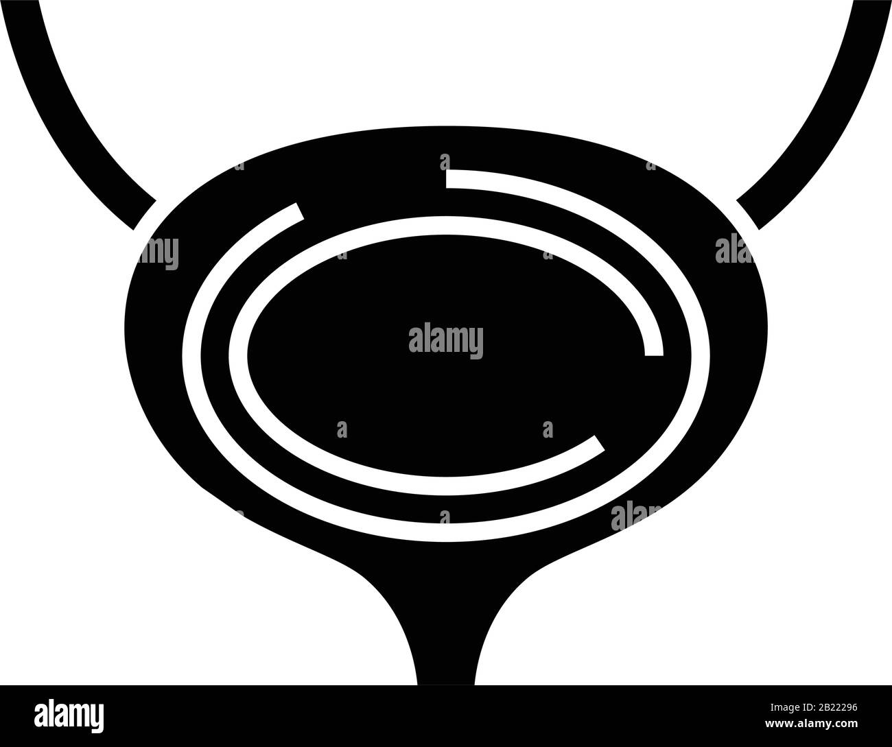 Excretory bladder black icon, concept illustration, vector flat symbol ...