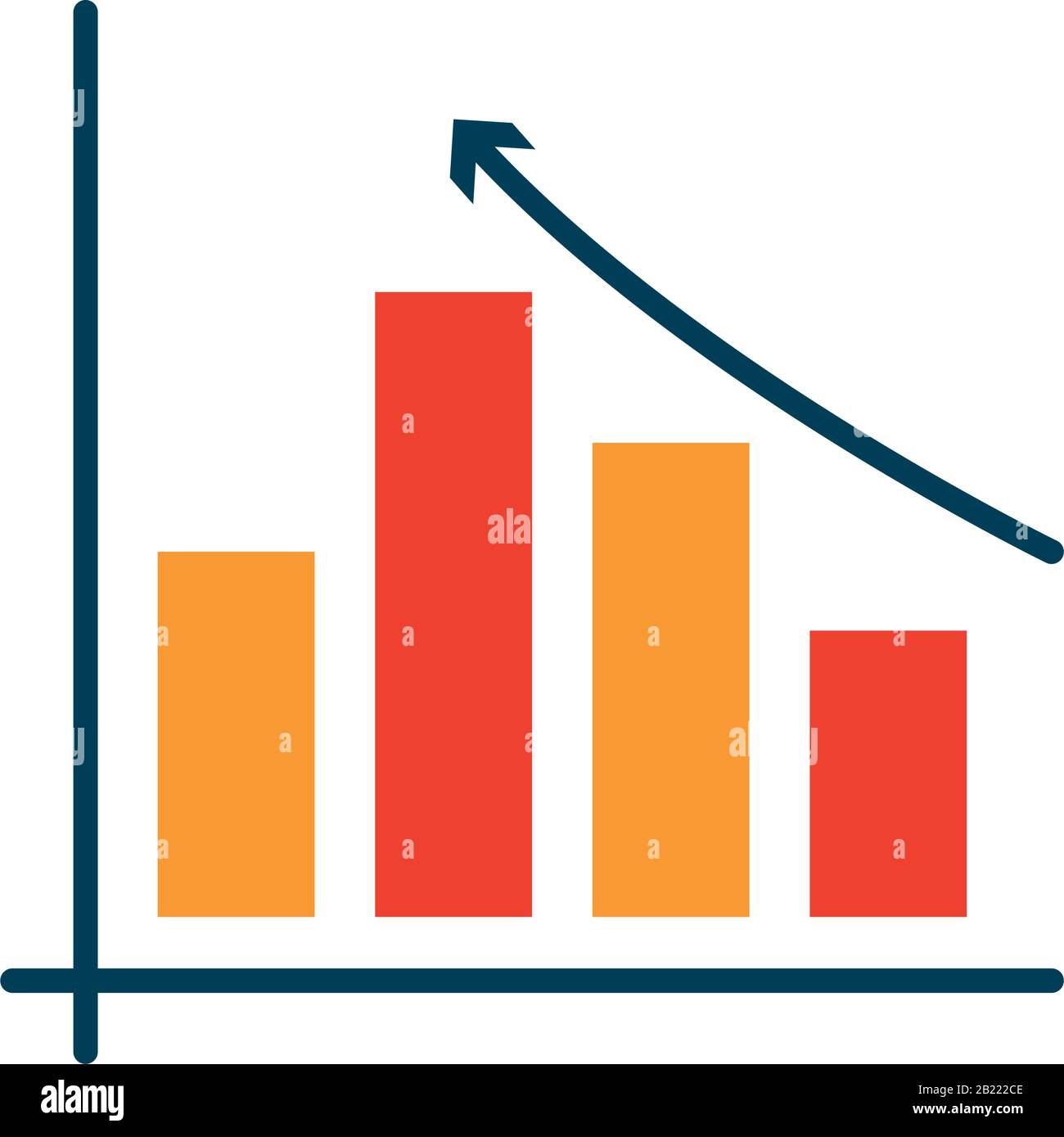 Workflow bars with increase arrow flat style icon design, Infographic ...