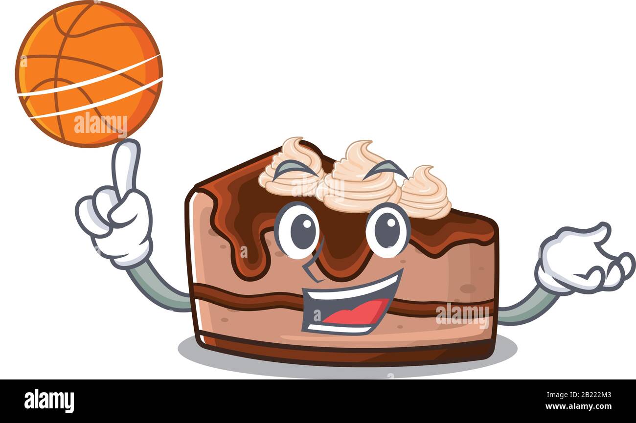 A mascot picture of chocolate cheesecake cartoon character playing ...