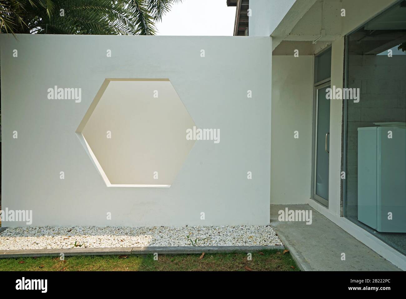 Design of Hexagonal window frame on white wall shade Stock Photo - Alamy