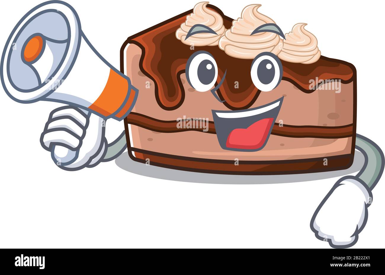 A mascot of chocolate cheesecake speaking on a megaphone Stock Vector ...
