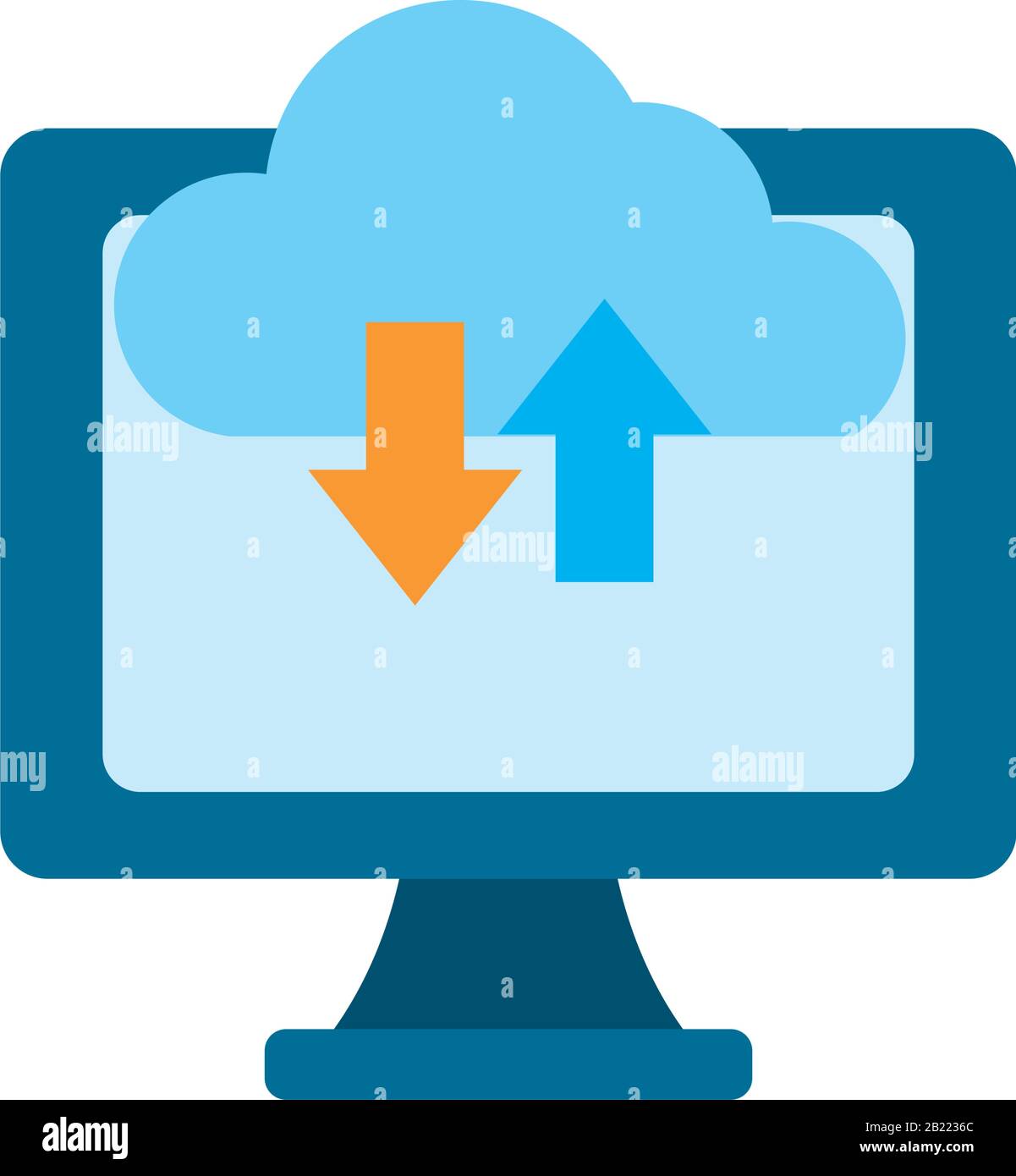 Cloud computing and computer flat style icon design, Communication internet connectivity web ...