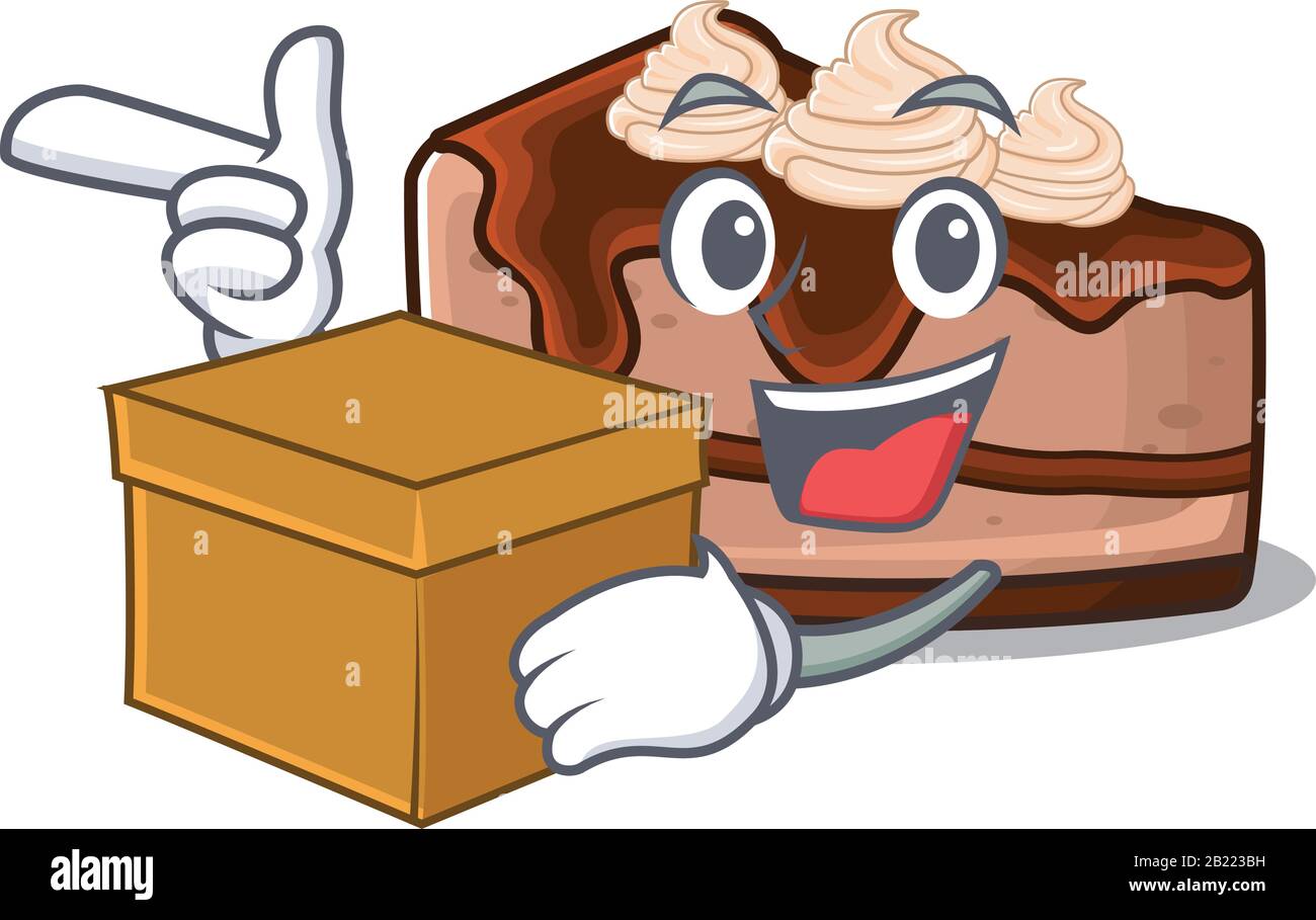 Cute chocolate cheesecake cartoon character having a box Stock Vector ...