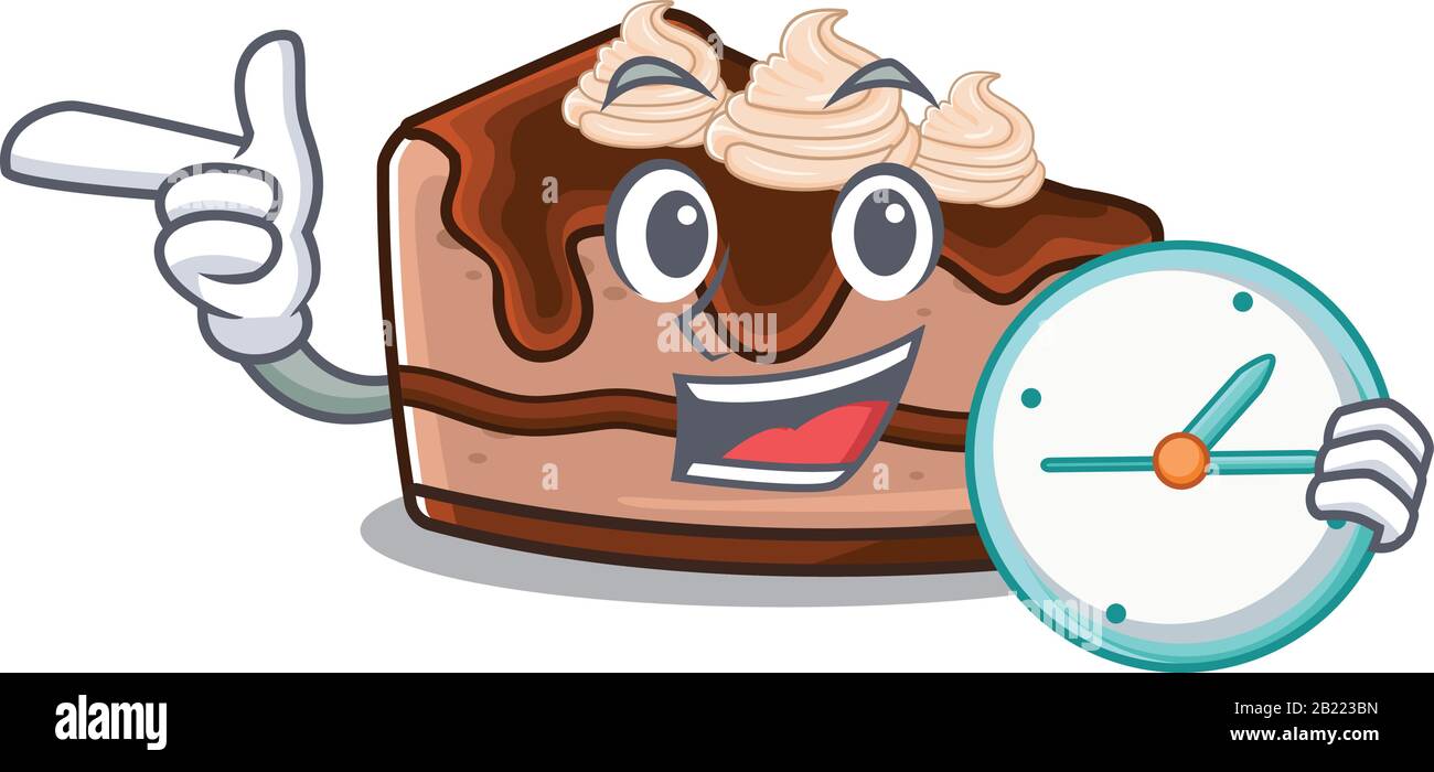 cartoon character concept chocolate cheesecake having clock Stock ...
